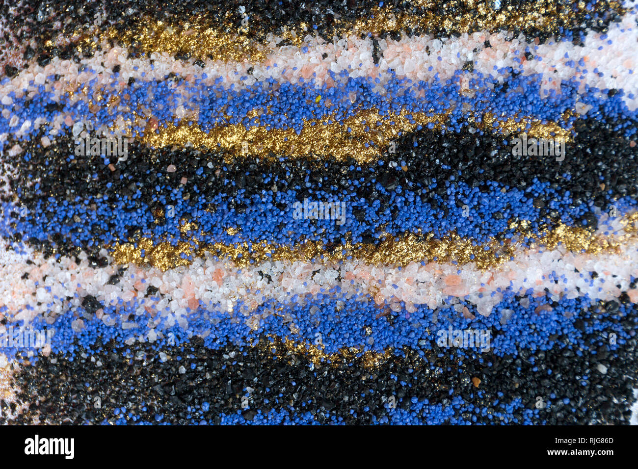 Layered colorful sand pattern. Marble style background. Blue and gold ...