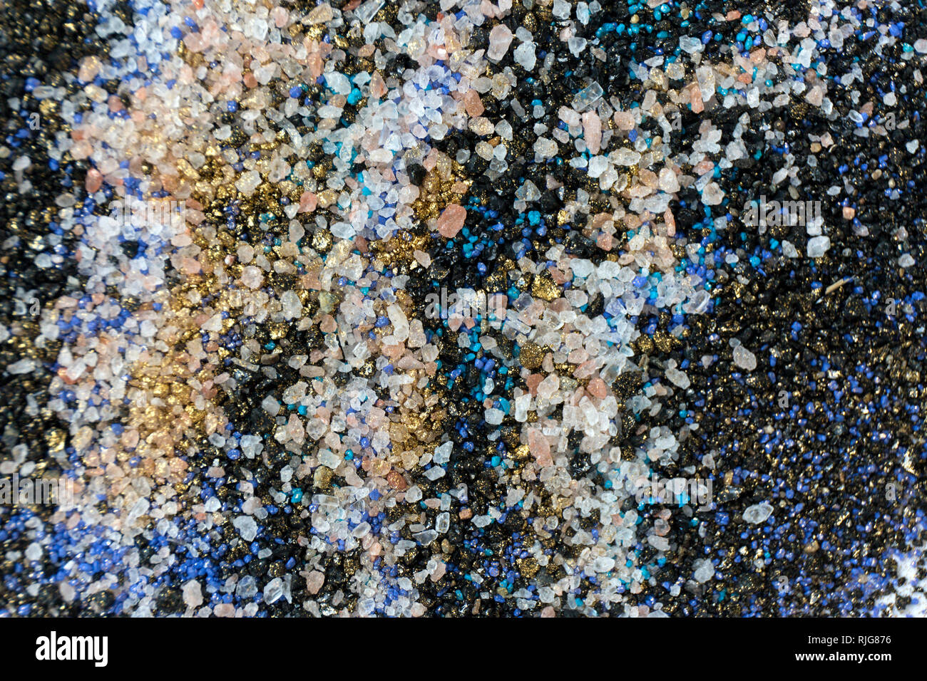 Layered colorful sand pattern. Marble style background. Blue and gold ...