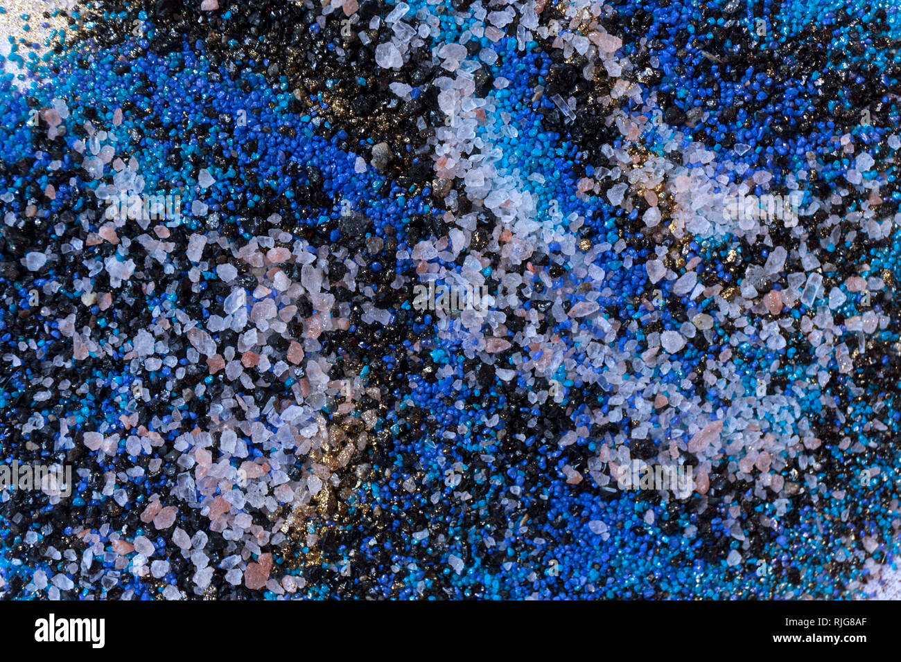 Layered colorful sand pattern. Marble style background. Blue and gold ...