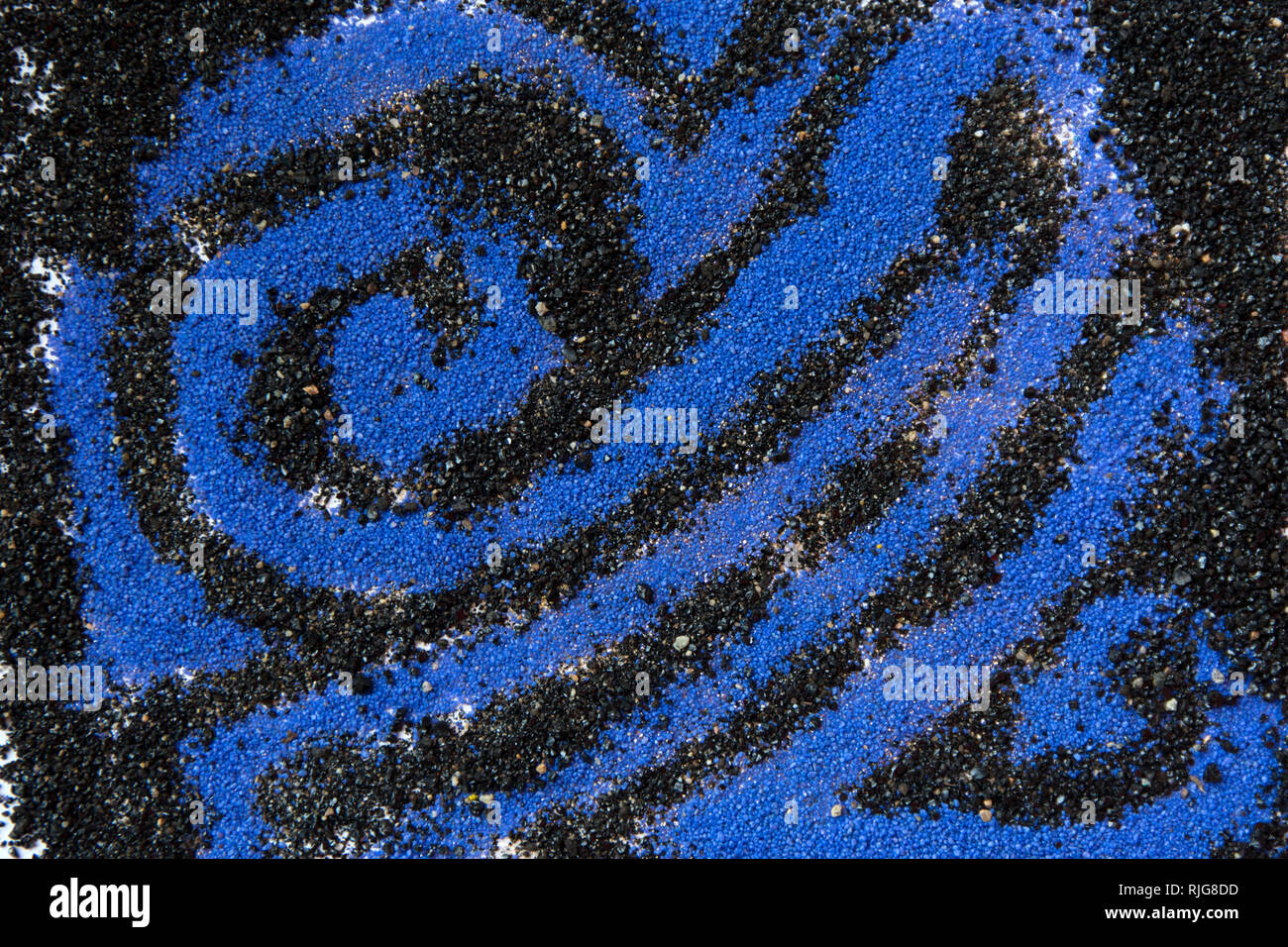 Layered colorful sand pattern. Marble style background. Blue and black ...