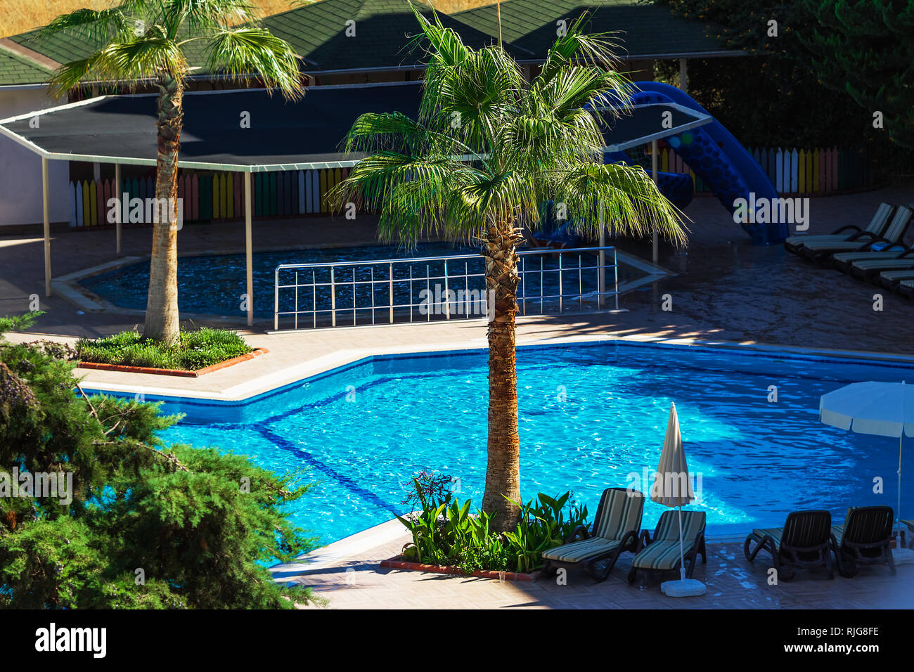 pool in tropical resort Stock Photo - Alamy