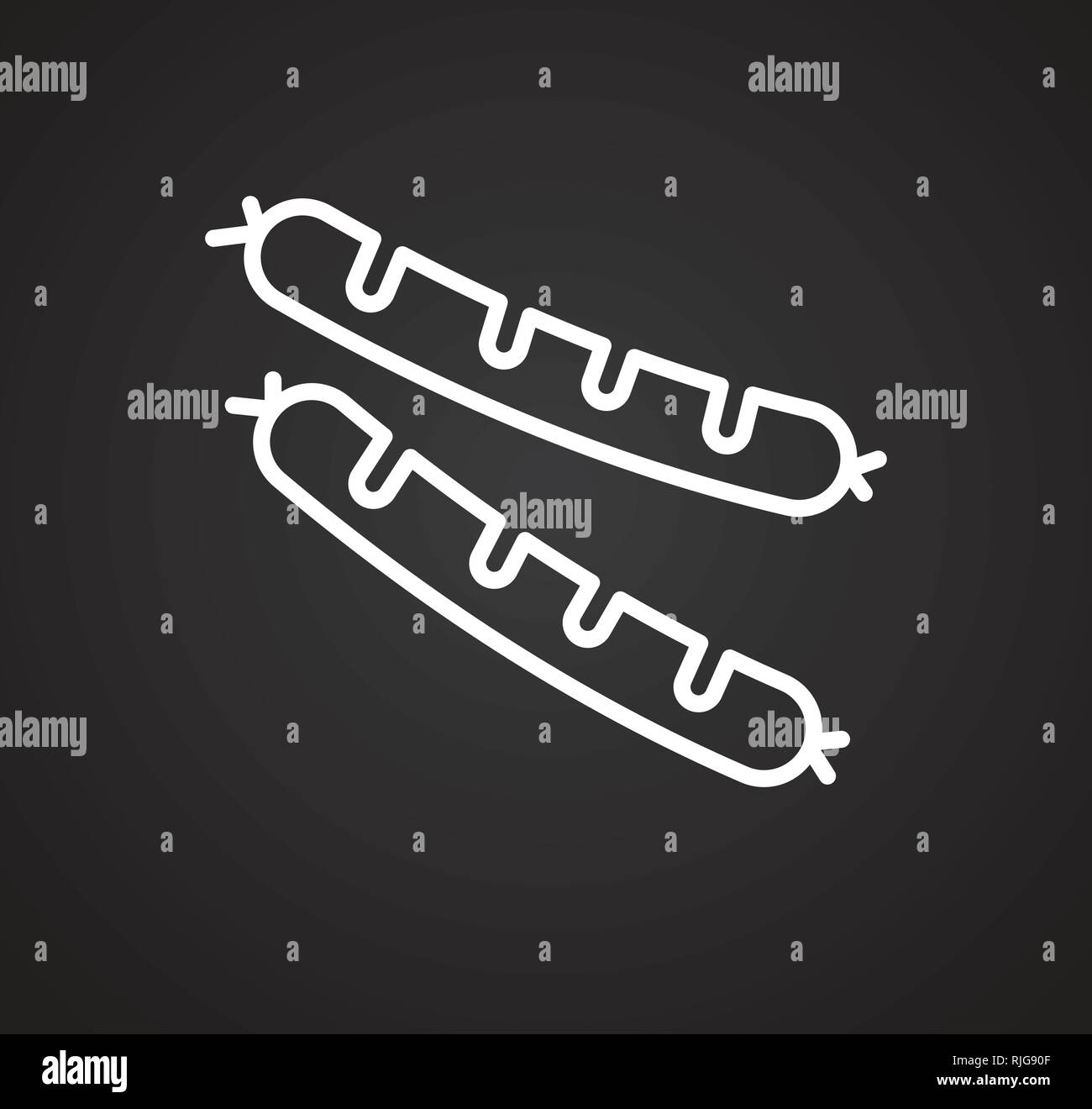 Sausage line icon on black background for graphic and web design ...