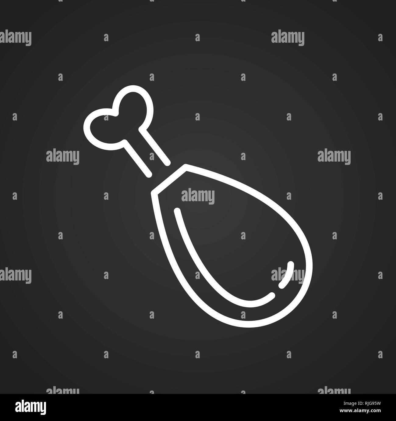 Chicken line icon on black background for graphic and web design ...