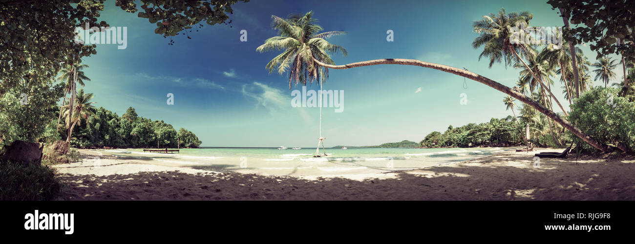 Nature panoramic landscape: Amazing Panorama sandy tropical beach with ...