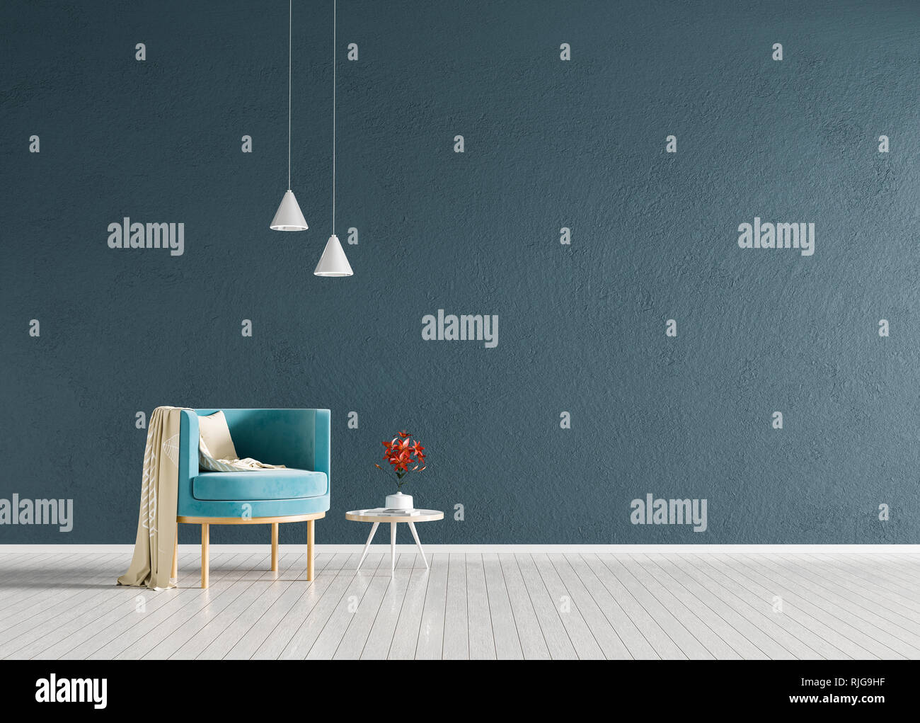 Minimalist interior with armchair. Scandinavian style hipster interior ...