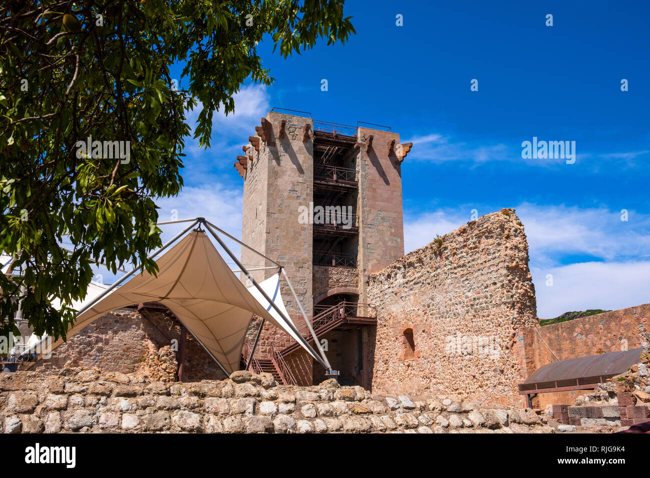 Bosa, Sardinia / Italy - 2018/08/13: Main tower - Torre Maestra - of ...