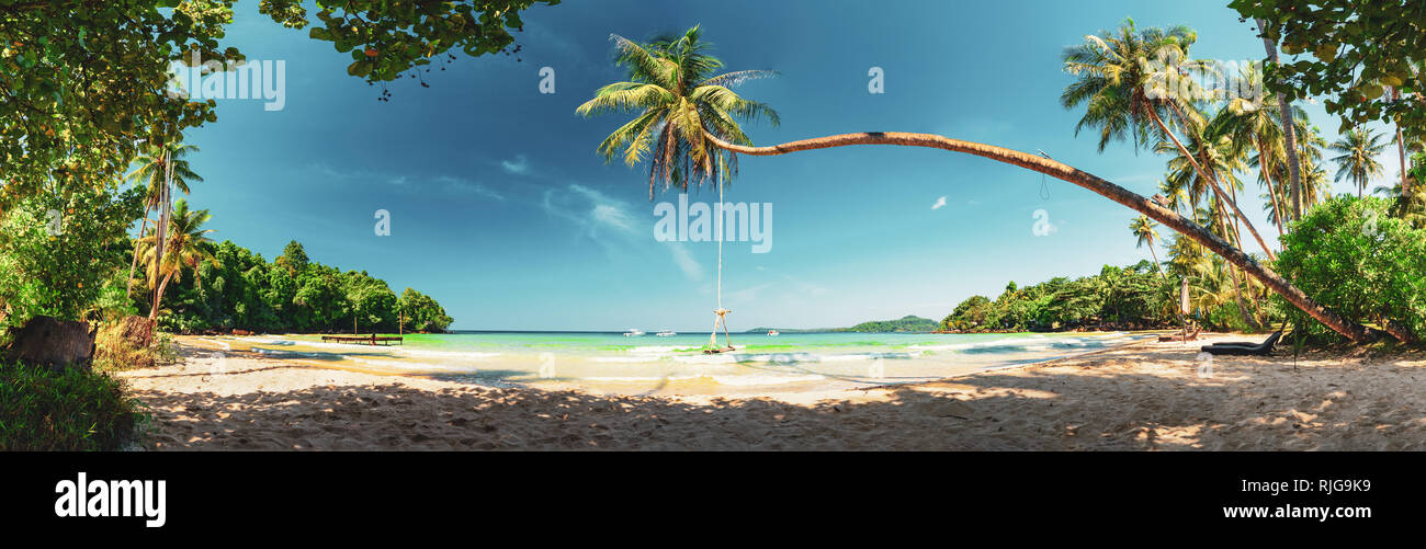 Nature panoramic landscape: Amazing Panorama sandy tropical beach with ...