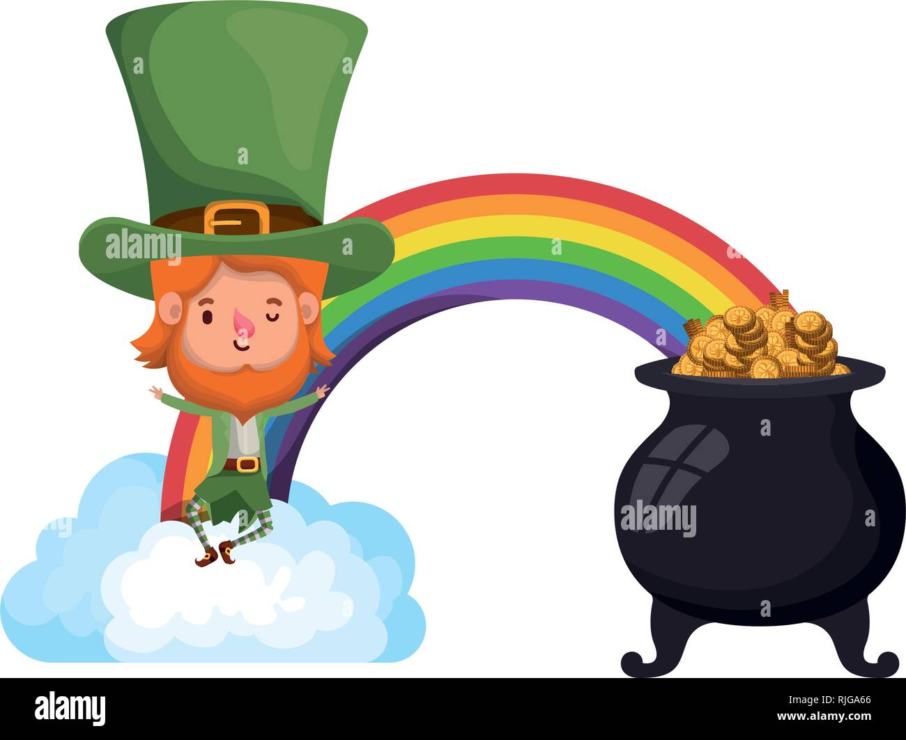 rainbow with leprechaun cauldron isolated icon Stock Vector Image & Art ...