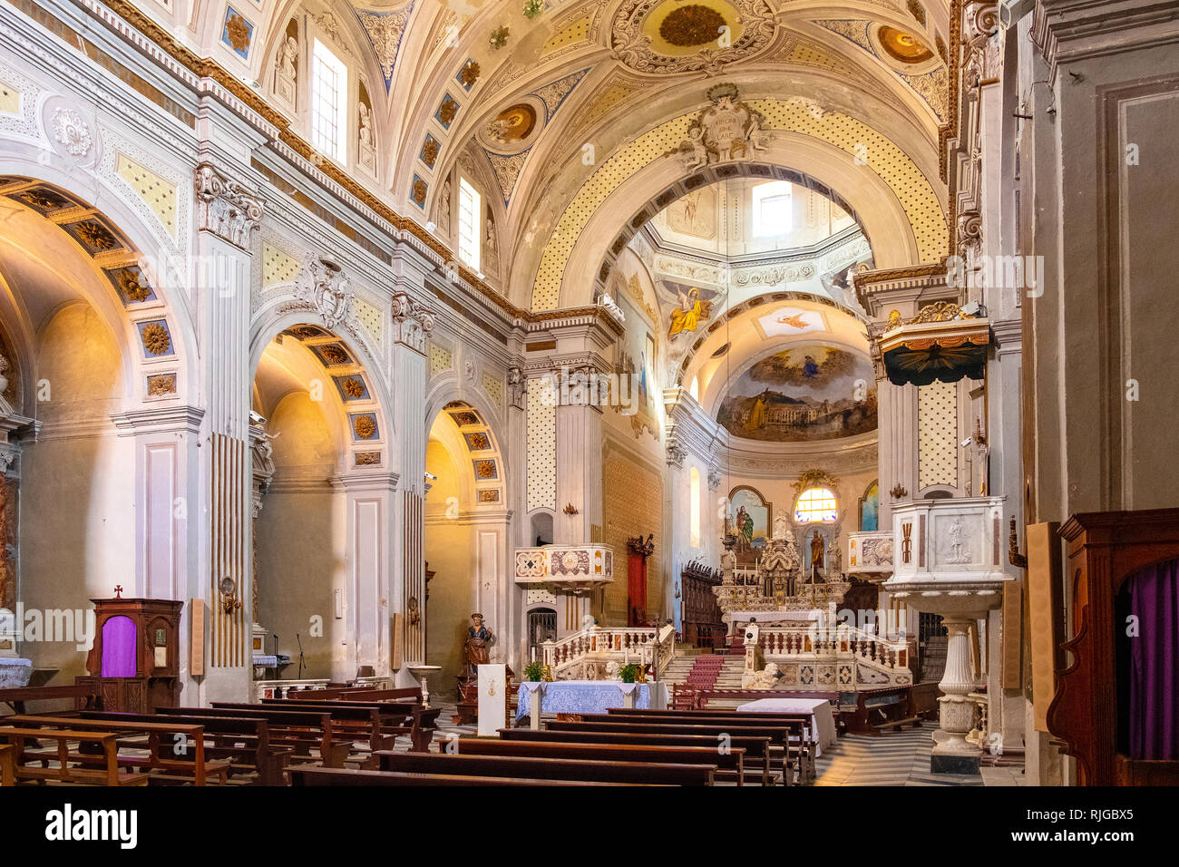 Bosa, Sardinia / Italy - 2018/08/13: Interior of the Bosa Cathedral ...