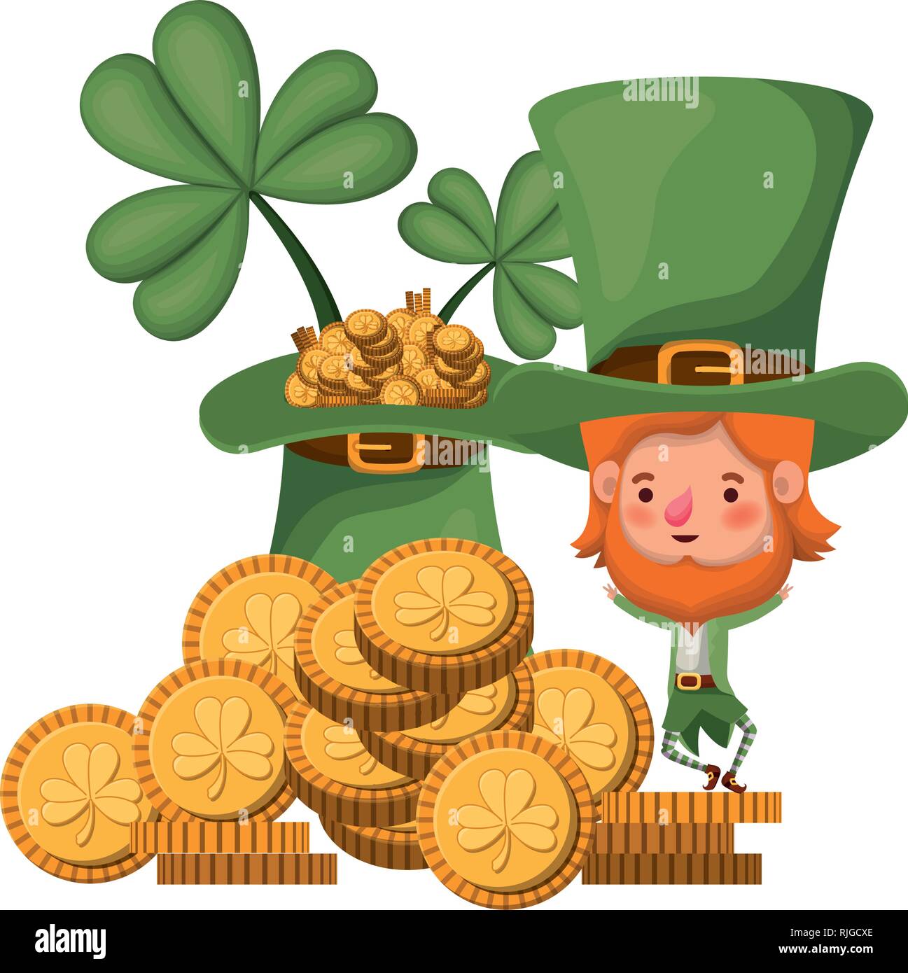 leprechaun with coins and hat isolated icon Stock Vector Image & Art ...