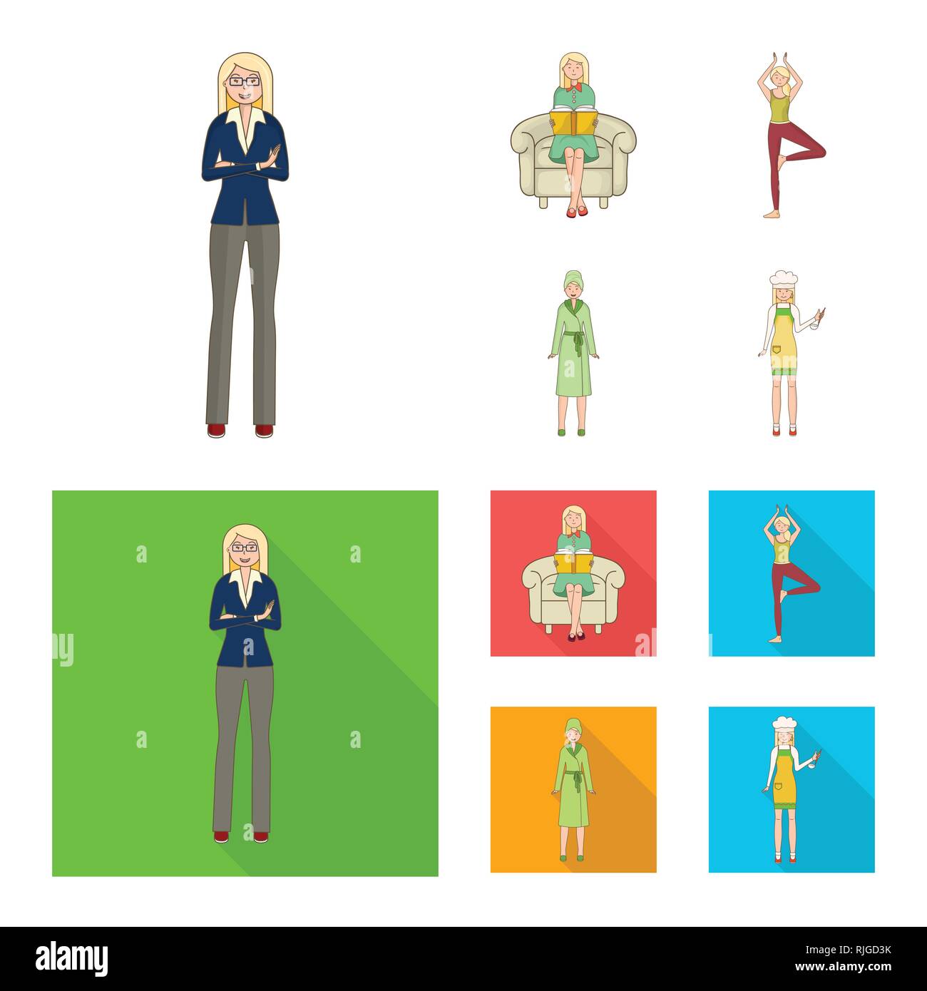 Vector illustration of posture and mood symbol. Set of posture and ...