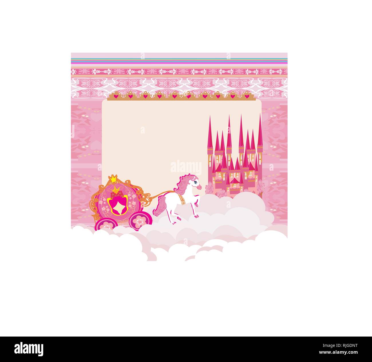 Beautiful fairytale pink castle frame Stock Vector Image & Art - Alamy