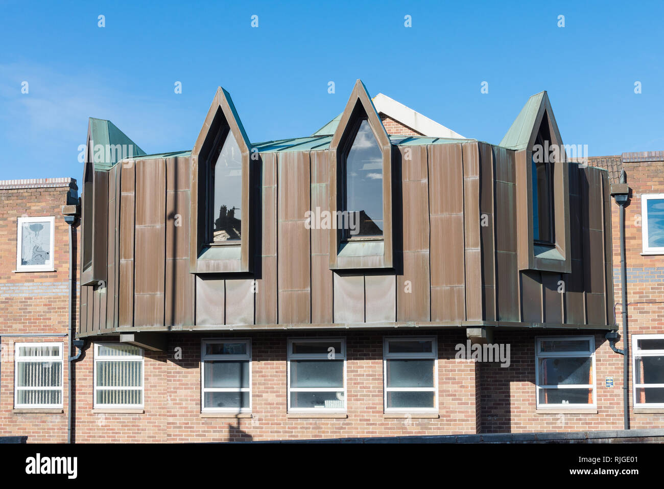 Unusual architecture on St John's Church in Harborne, Birmingham Stock ...