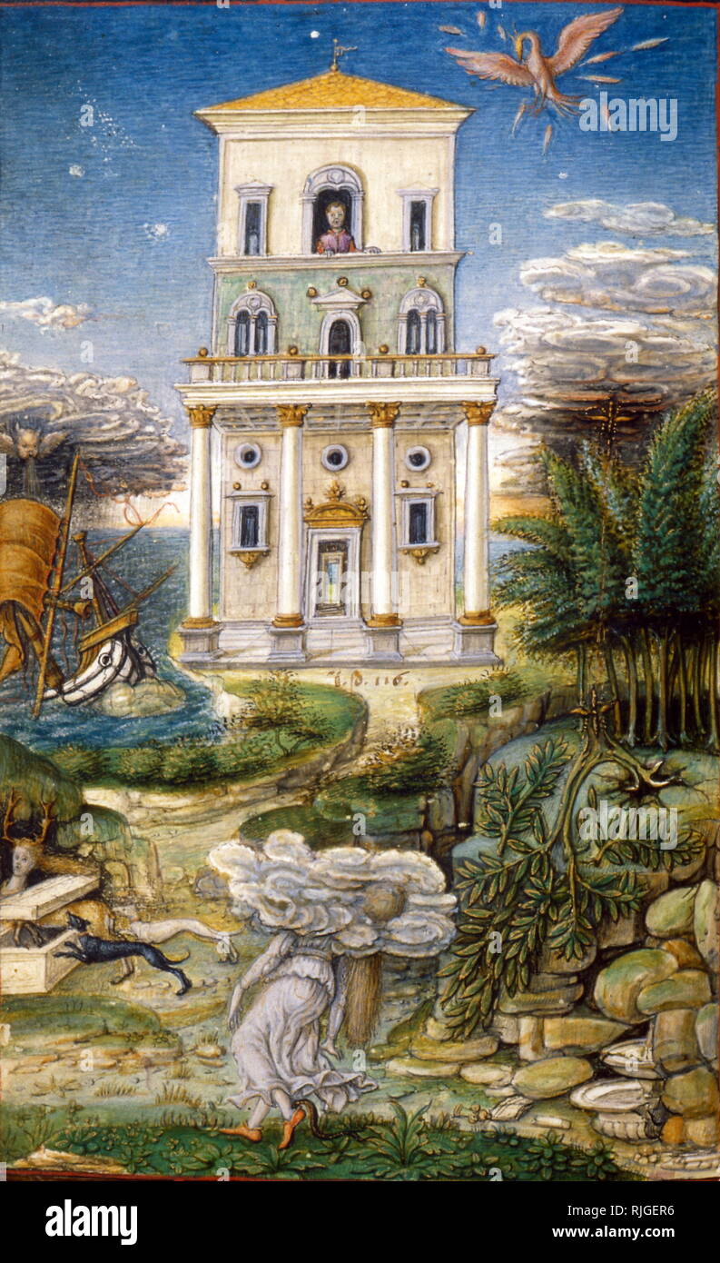 14th century illustration showing Francesco Petrarca (1304 –1374 ...