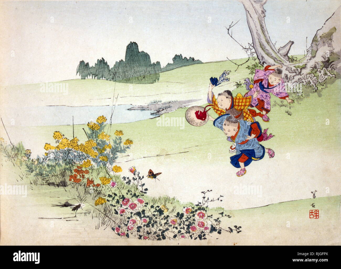 Japanese illustration of a fable by Jean-Pierre Claris de Florian (1755 ...