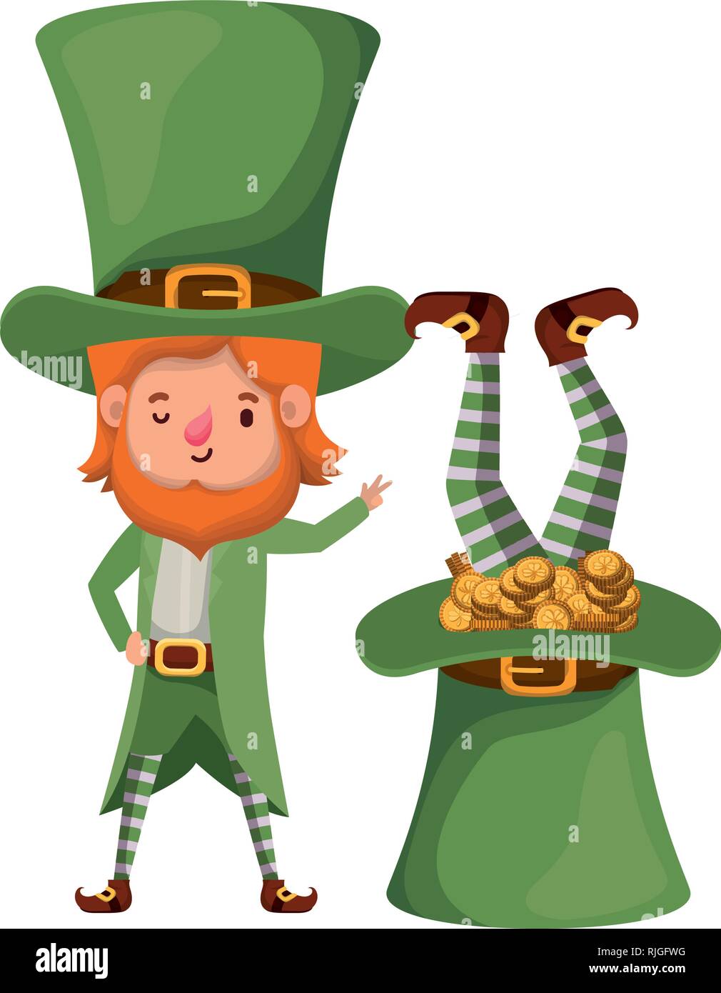 leprechauns with coins and hat isolated icon Stock Vector Image & Art ...