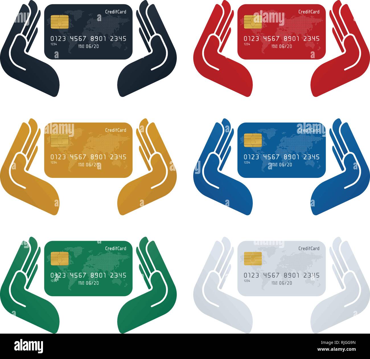 Credit card in safe hands, credit card protection concept on white ...