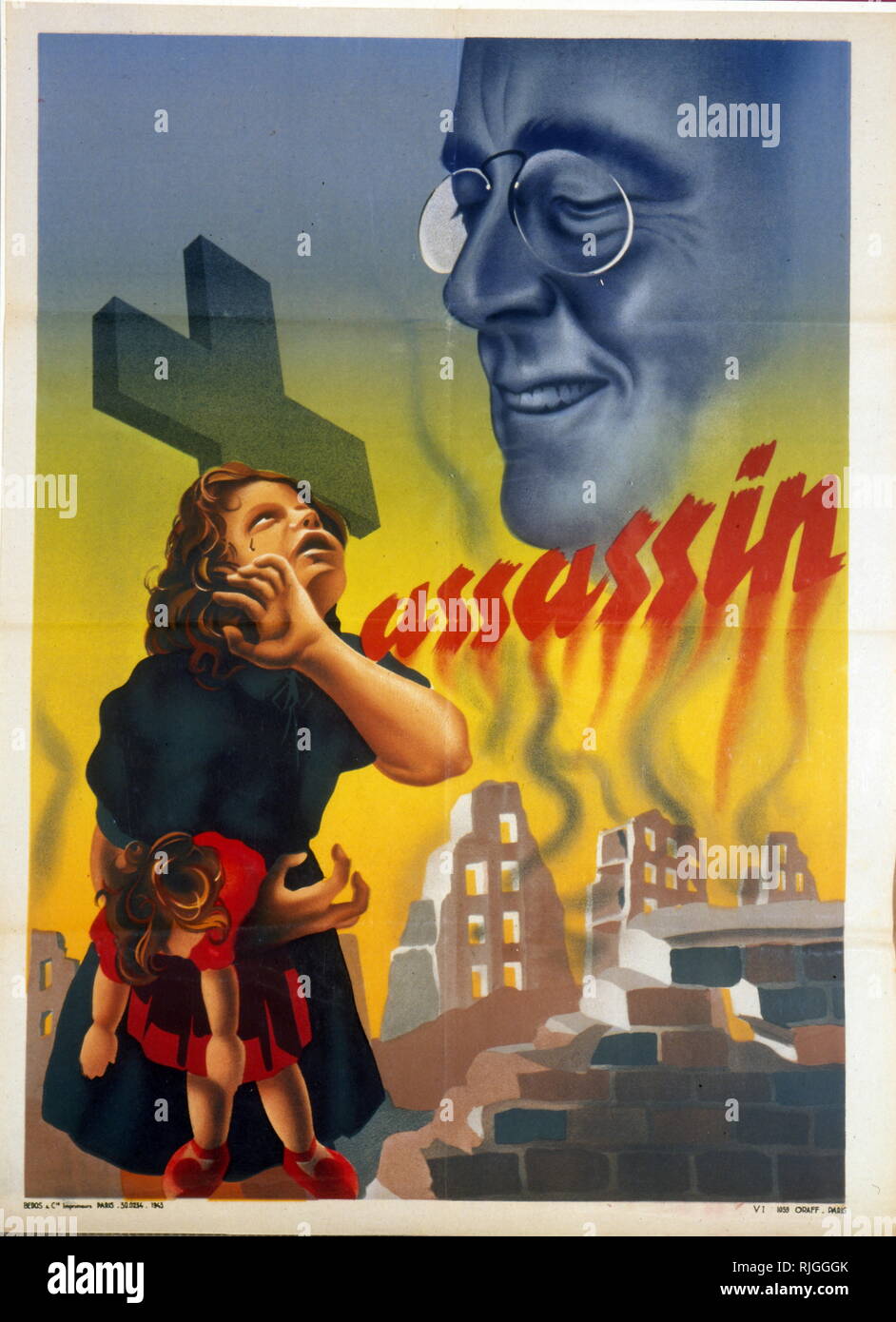World war two Vichy French anti-American (Roosevelt) propaganda poster ...