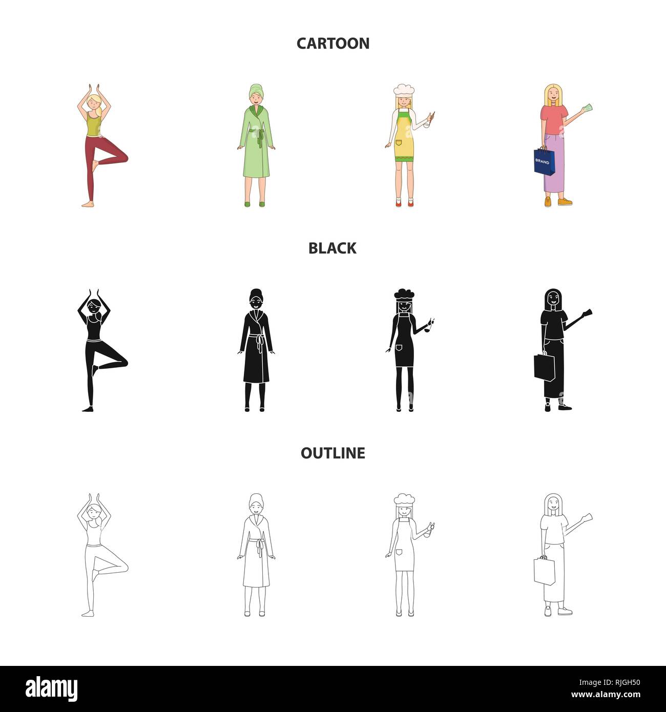 Vector design of posture and mood logo. Set of posture and female stock ...