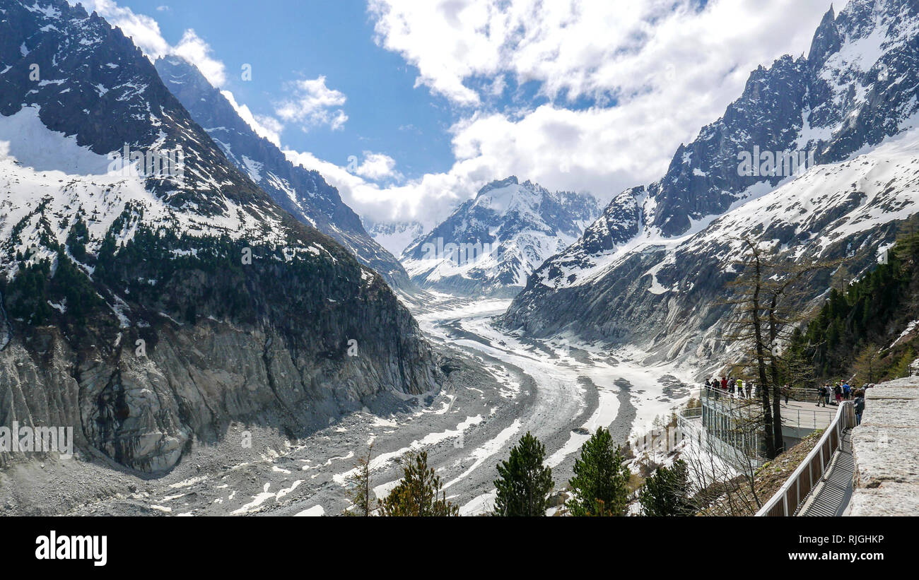 Chamonix (French Alps): The Sea of Ice (French “Mer de Glace”), a ...