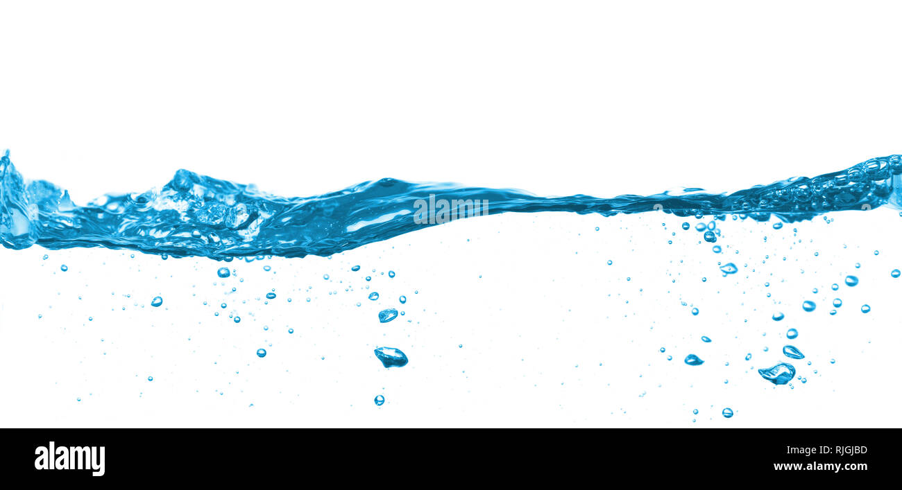 Blue water split line on white background Stock Photo - Alamy