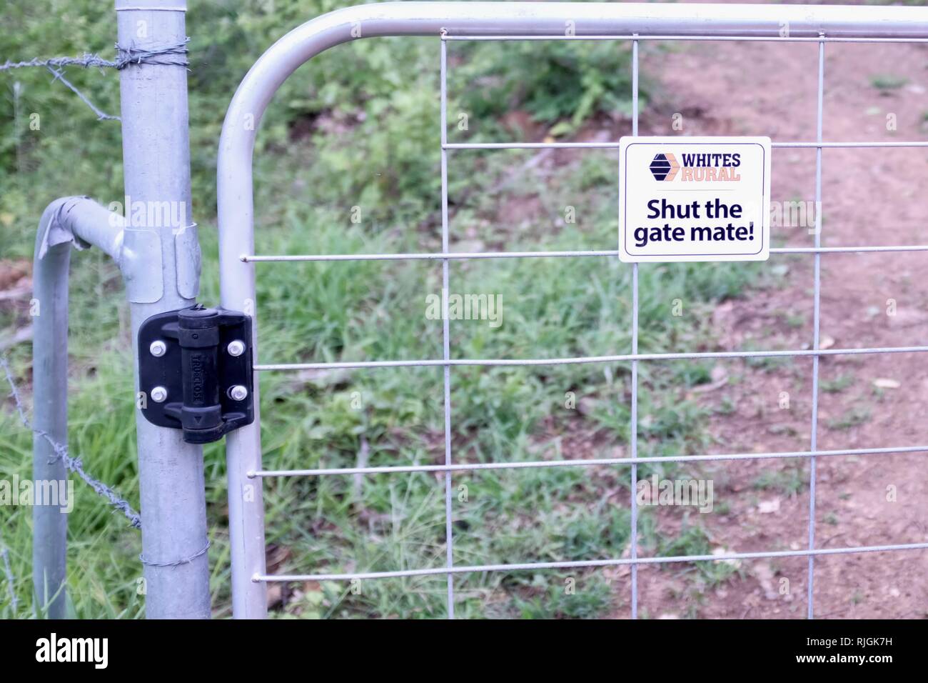 Shut the gate mate sign on a gate, Scenes from a walk at Elliot Springs ...