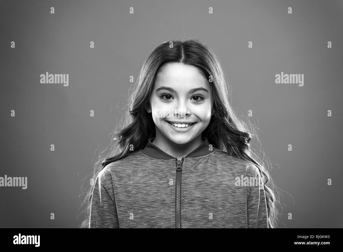 Girl cute child happy smiling face. Child long hair happy smiling ...