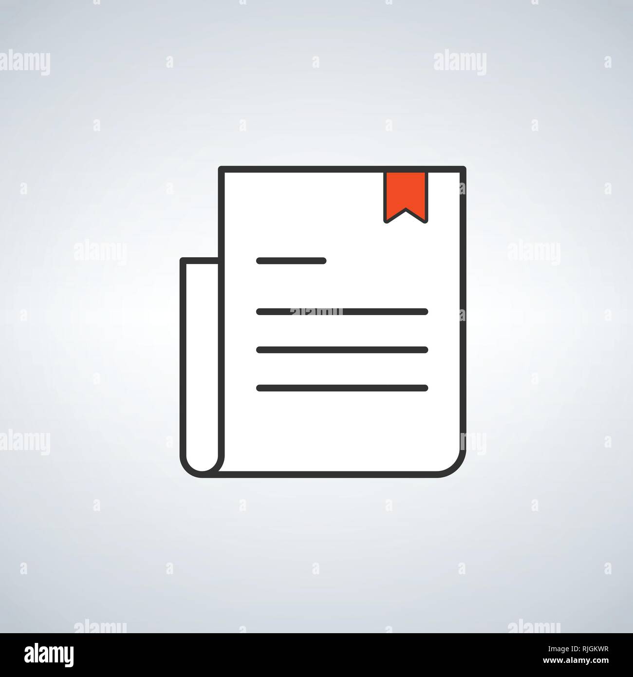 simple document logo with red bookmark. concept of teaching, digital e ...