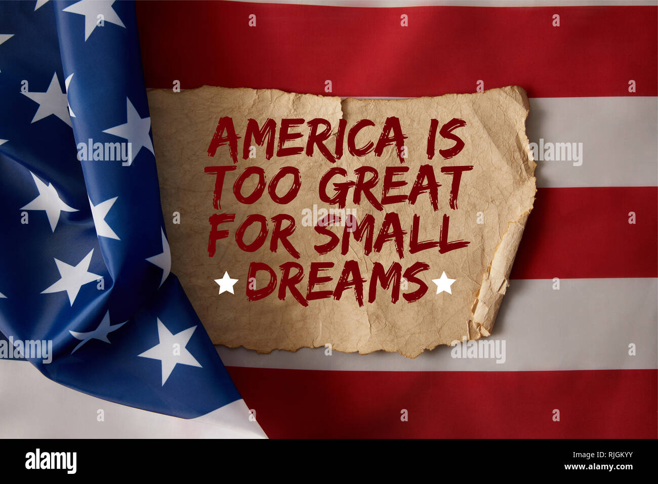 vintage crumpled paper with america is too great for small dreams quote ...