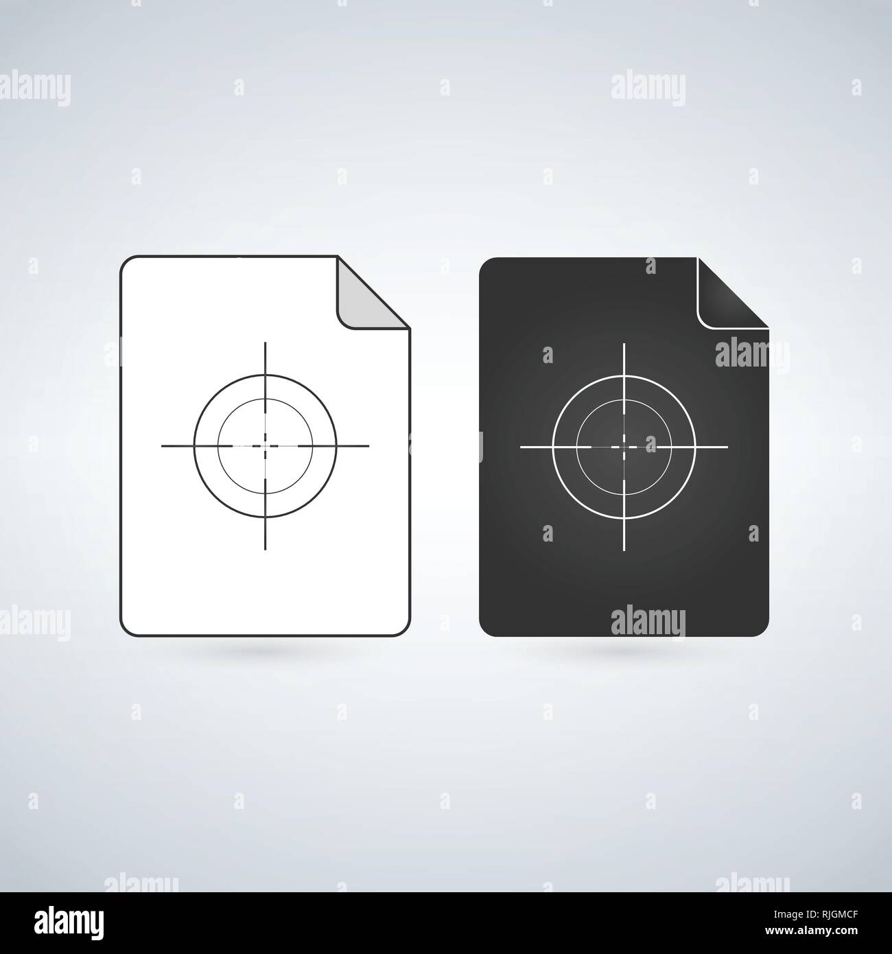 Document file vector icon with crosshair or target. flat sign for ...