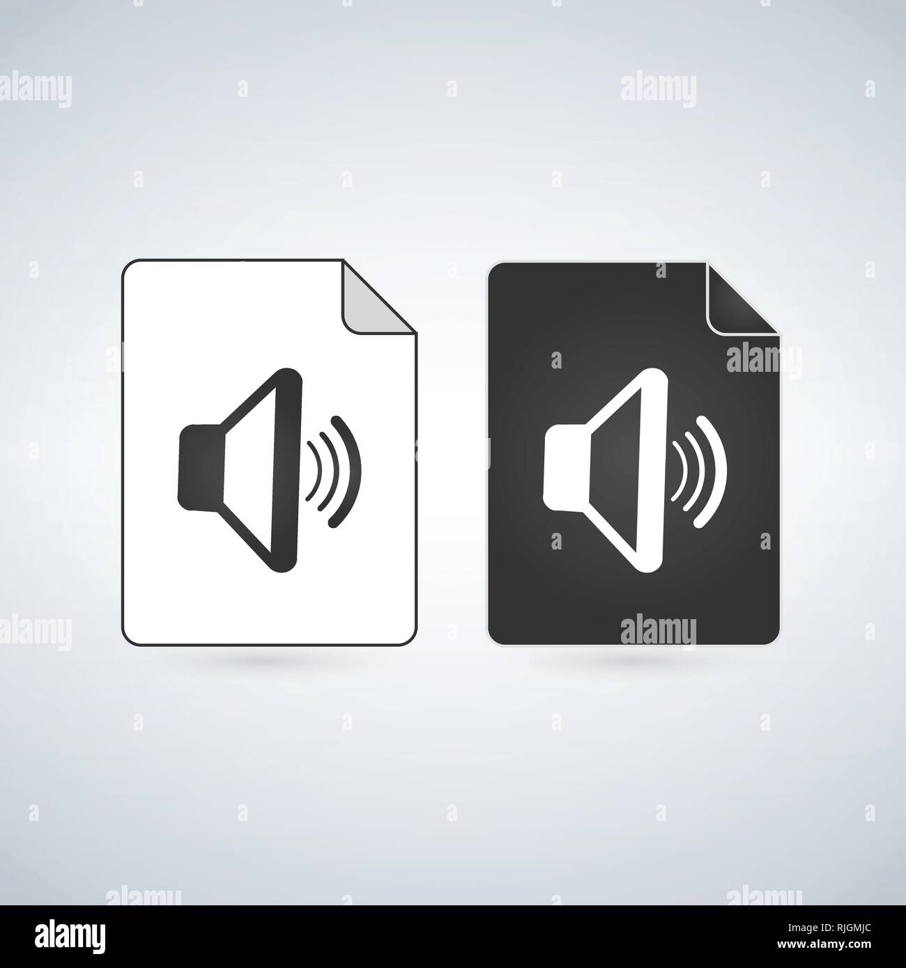 Black and white music sound File Icon, vector illustration isolated on ...