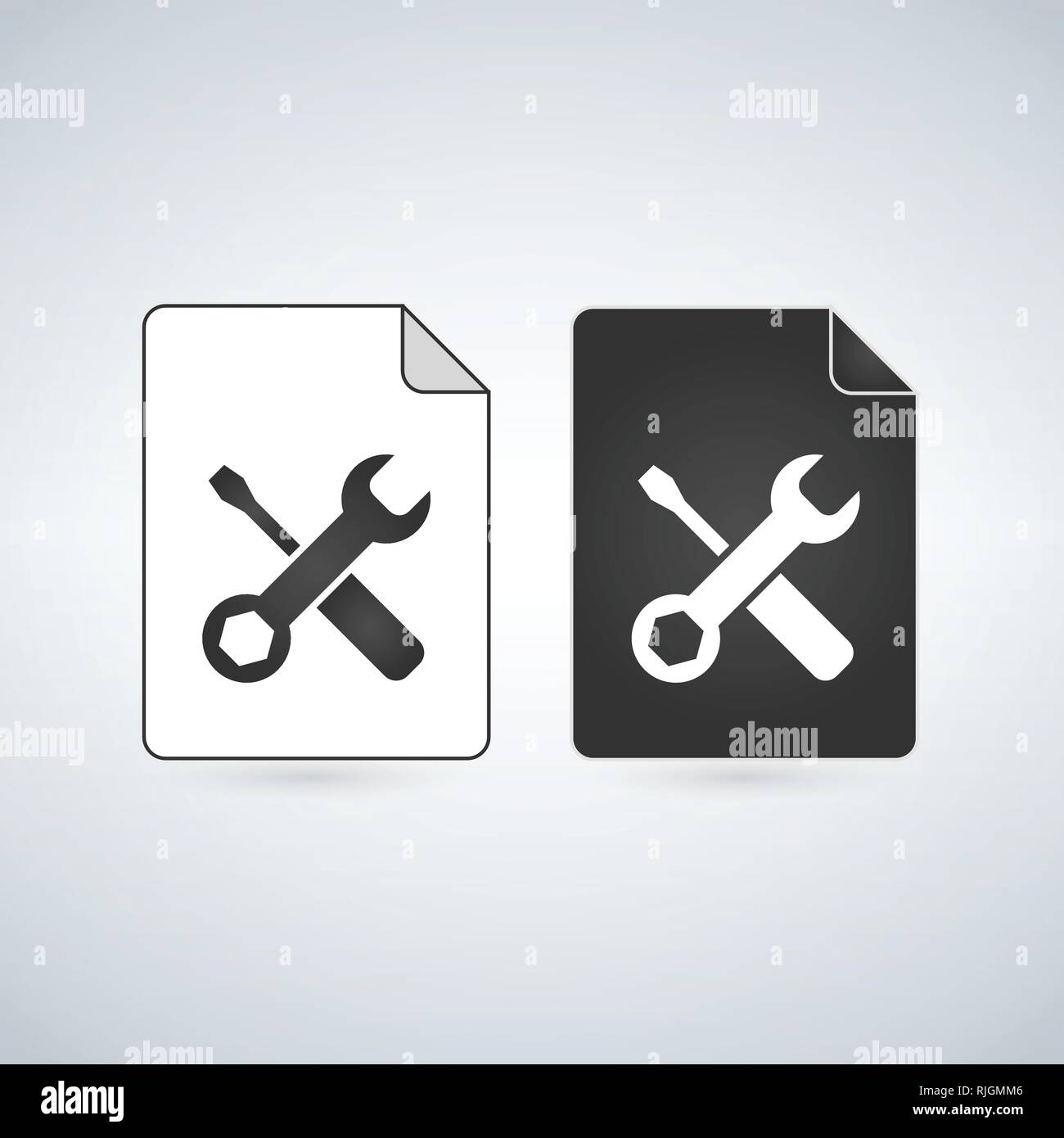 Black and white settings File Icon, vector illustration isolated on ...