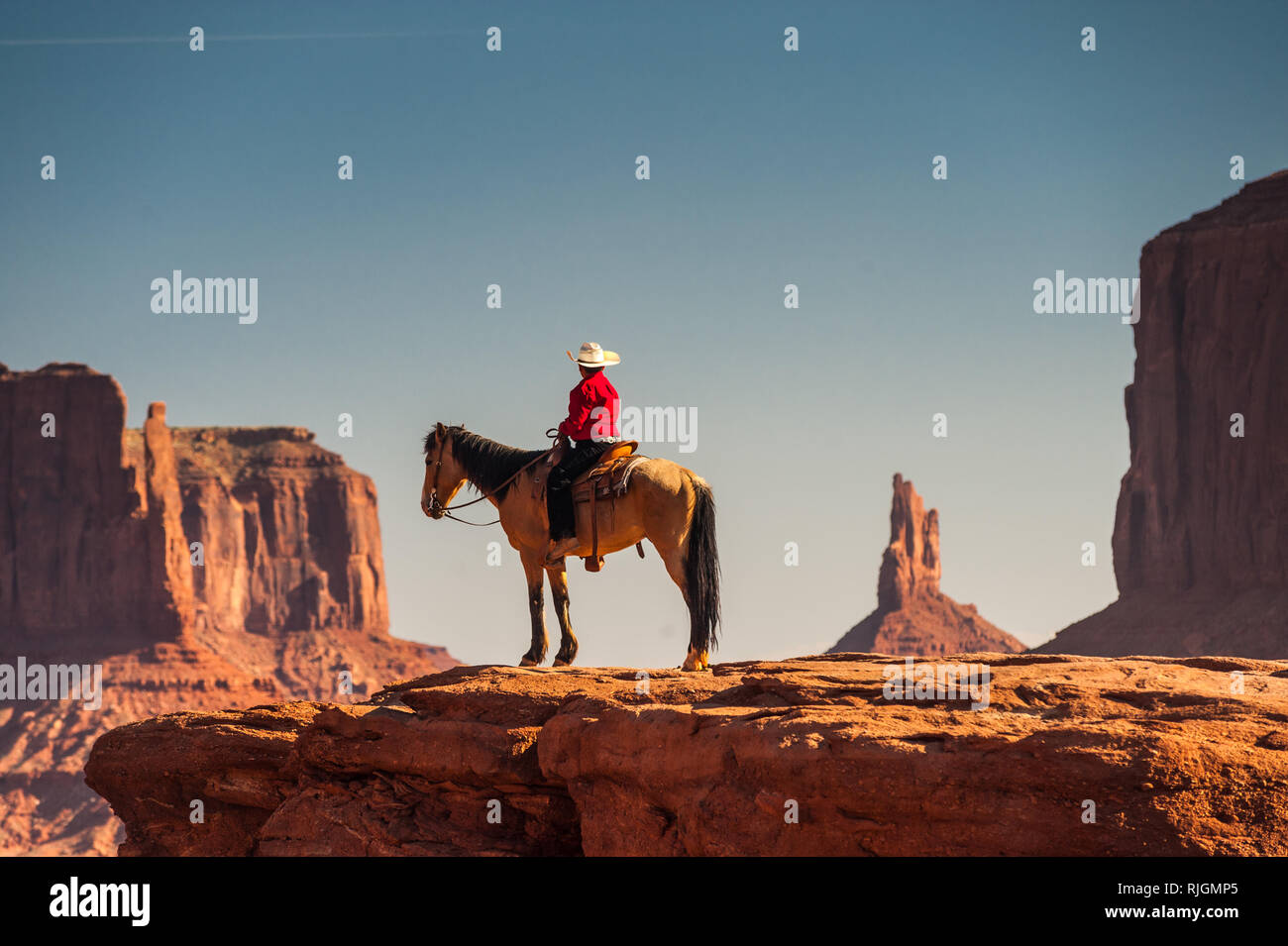 Boy on horseback at John Ford Point, Monument Valley, Arizona, United ...