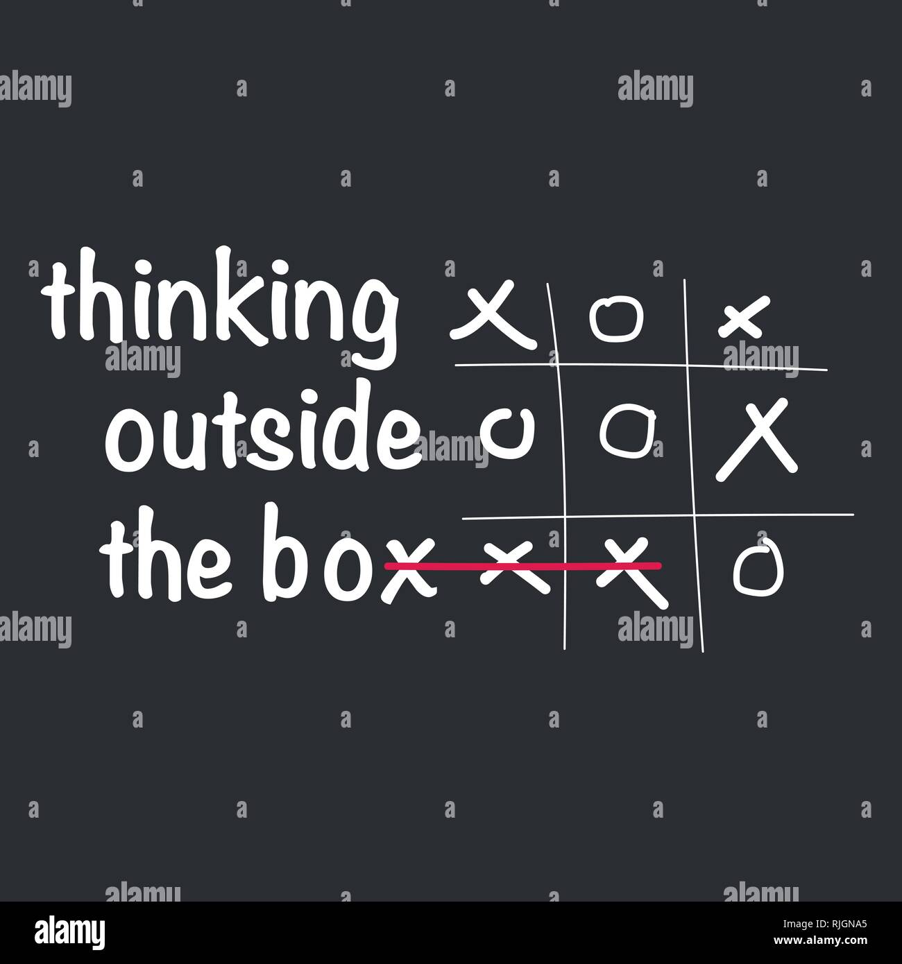 Think outside the box concept with tic tac toe game. vector ...
