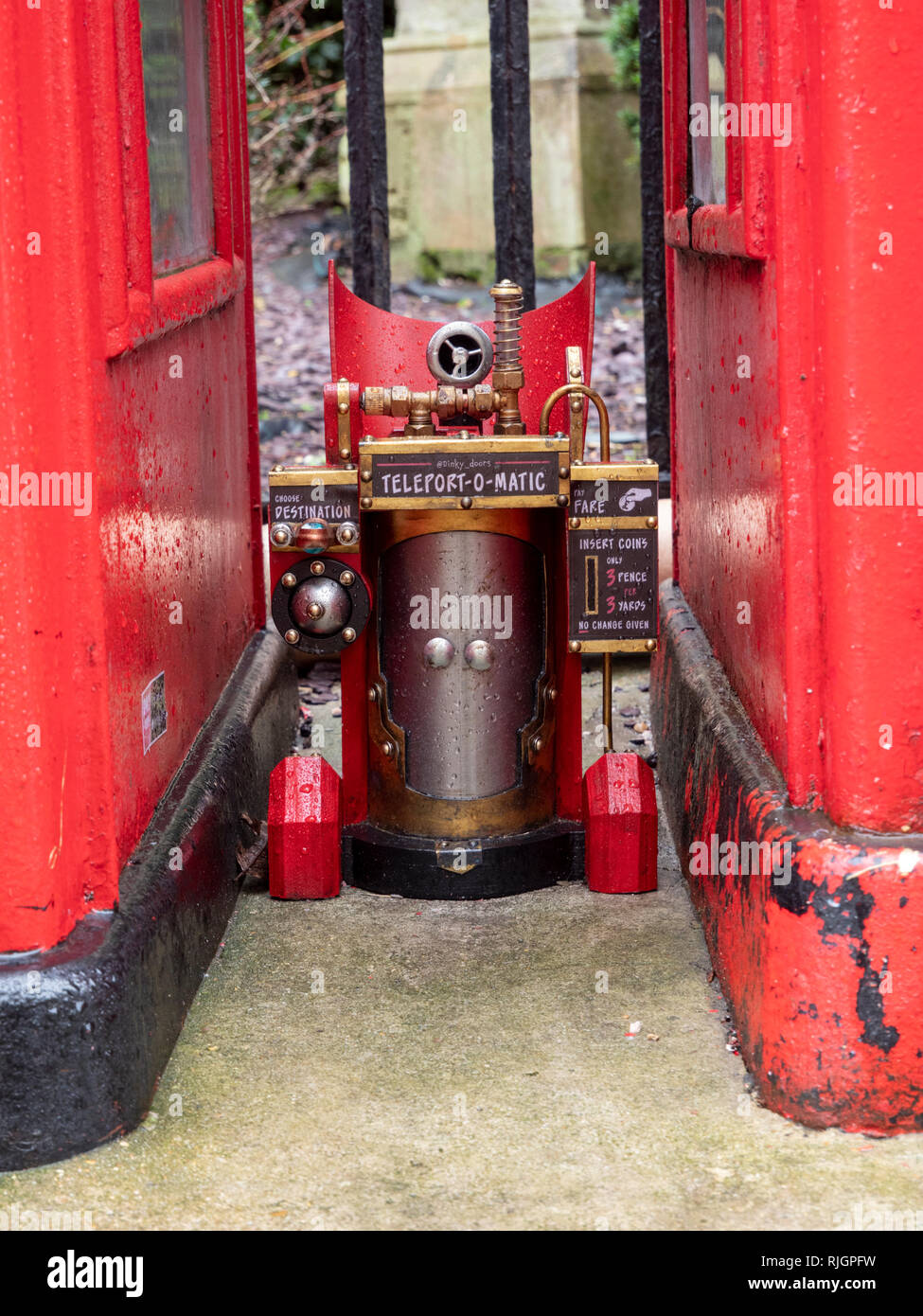 A miniature teleporter doorway installed as a quirky street art ...