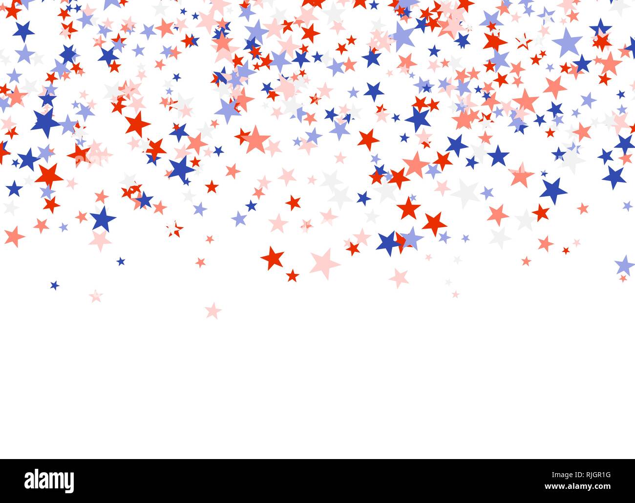 Presidents' Day in USA. Red, blue and white stars falling from the sky ...