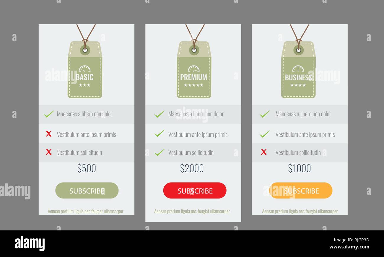 Trendy price list and offer columns. Flat vector Stock Vector Image ...