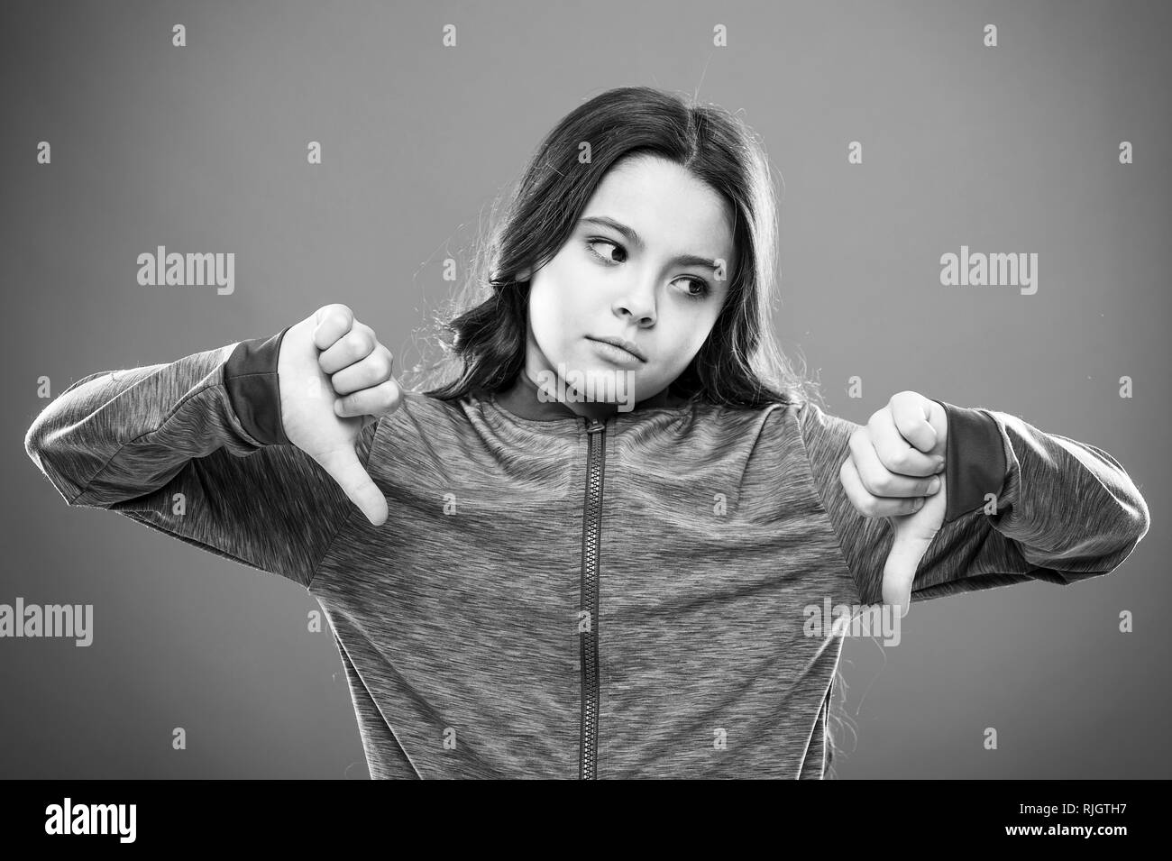 Girl little kid sad face dislike something. Kid unhappy small baby ...