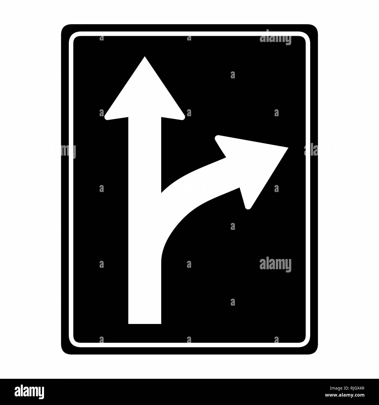 Bifurcation sign Black and White Stock Photos & Images - Alamy