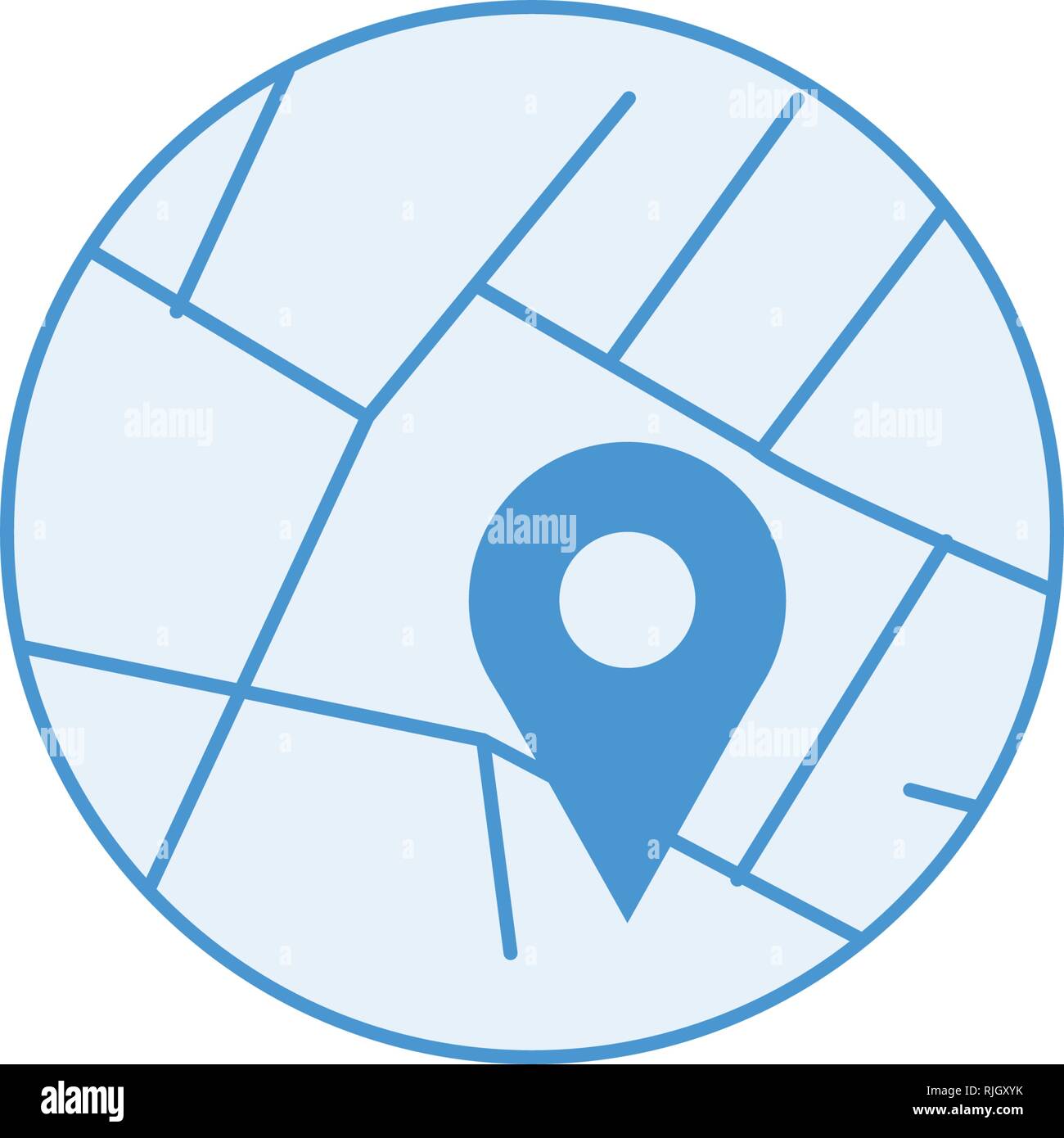 Map roads with marker in the circle.. map pin or pointer Single flat ...