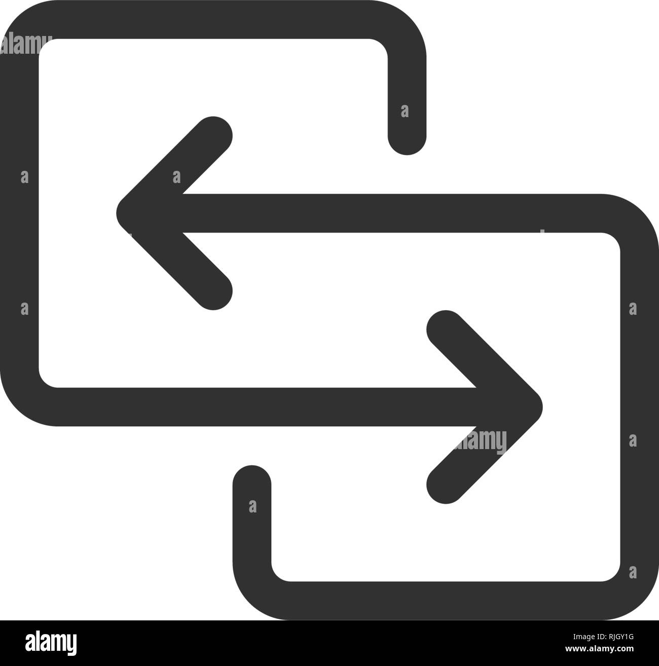 black direction arrows for transfer, sync, migration data. traffic bridge or exchange conept ...