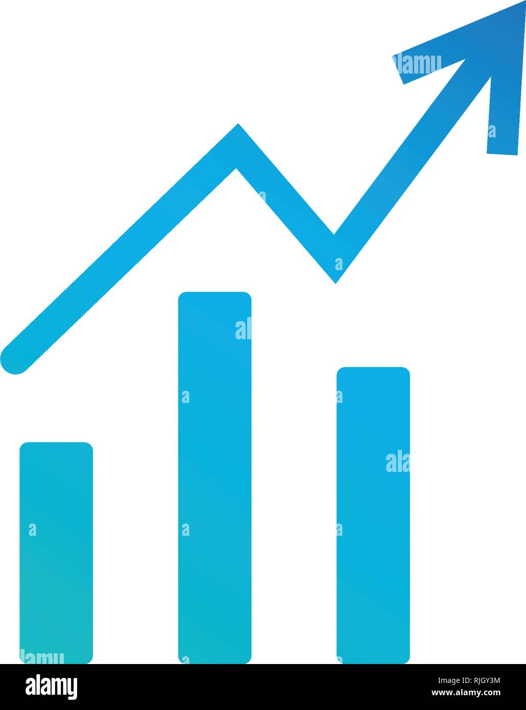 Growth vector diagram with red arrow going up. Vector icon isolated on ...