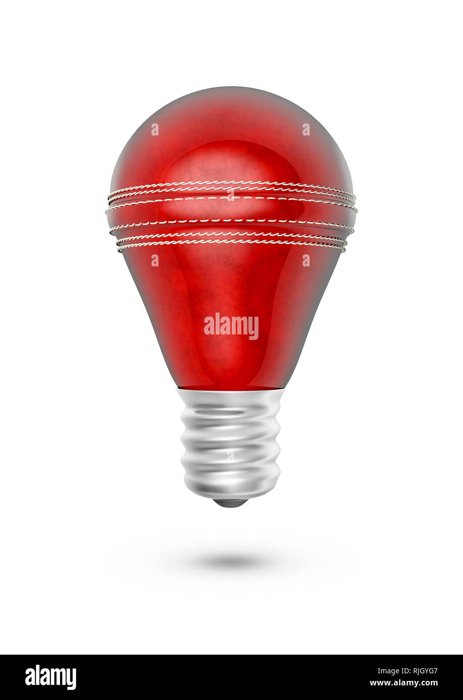 Cricket ball light bulb / 3D illustration of light bulb shaped cricket ...