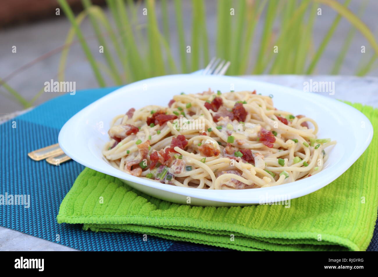 Carbonara with Bacon Stock Photo - Alamy