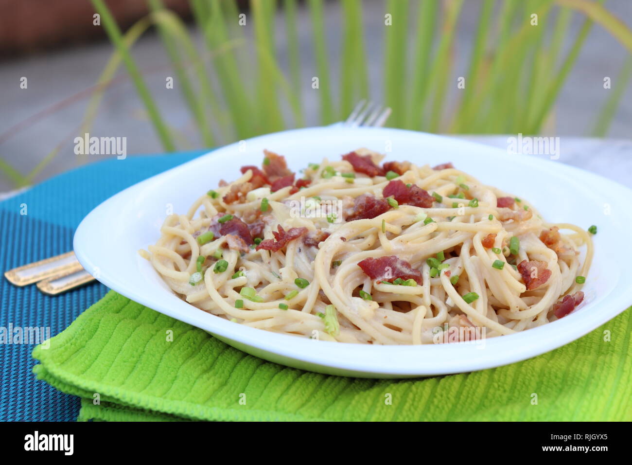 Carbonara with Bacon Stock Photo - Alamy