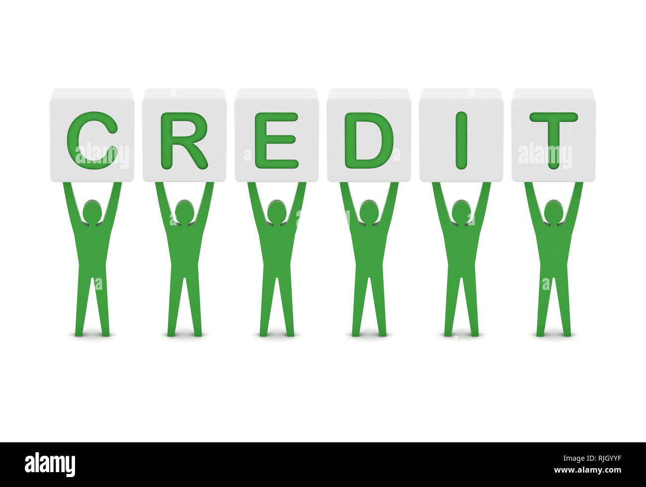 Men holding the word credit. Concept 3D illustration Stock Photo - Alamy