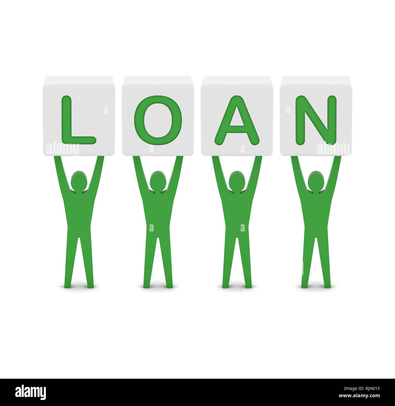 Men holding the word loan. Concept 3D illustration Stock Photo - Alamy