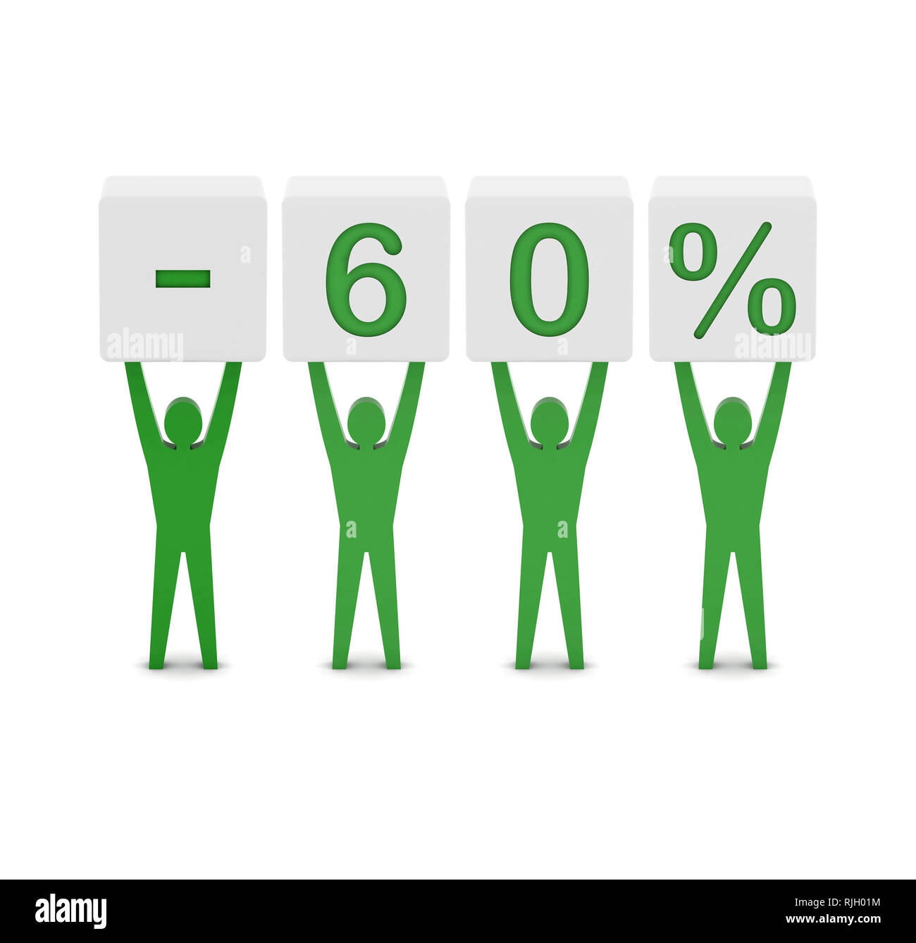 Men holding minus 60 percent. Concept 3D illustration Stock Photo - Alamy