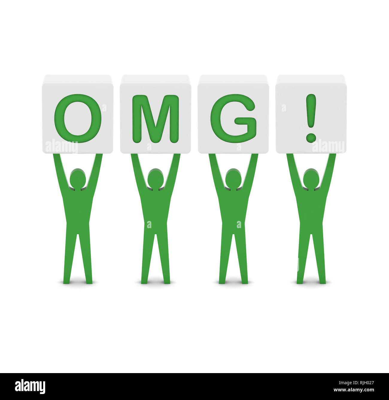 Men holding the word OMG. Concept 3D illustration Stock Photo - Alamy