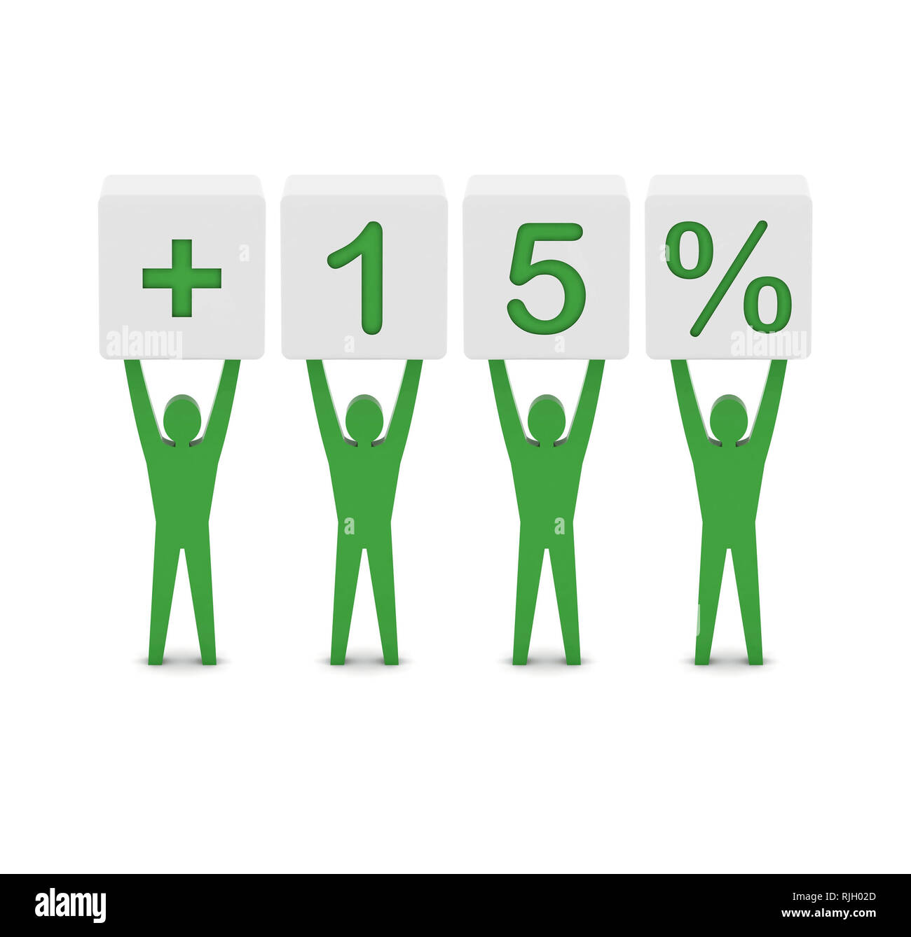 Men holding plus 15 percent. Concept 3D illustration Stock Photo - Alamy
